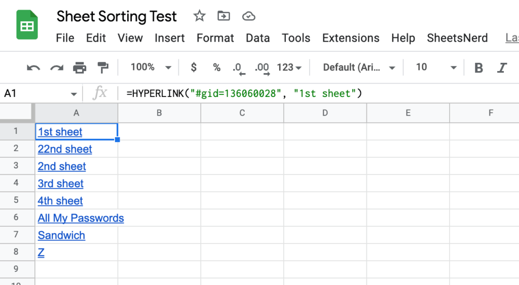 How to Sort Sheets and Create an Index with GAS